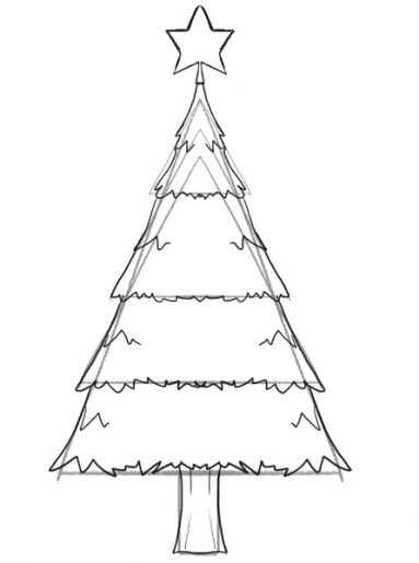 Christmas Tree Drawing In 6 Steps For Beginners